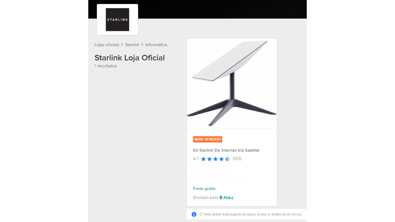 Chegou a Loja Oficial Starlink no Mercado Livre